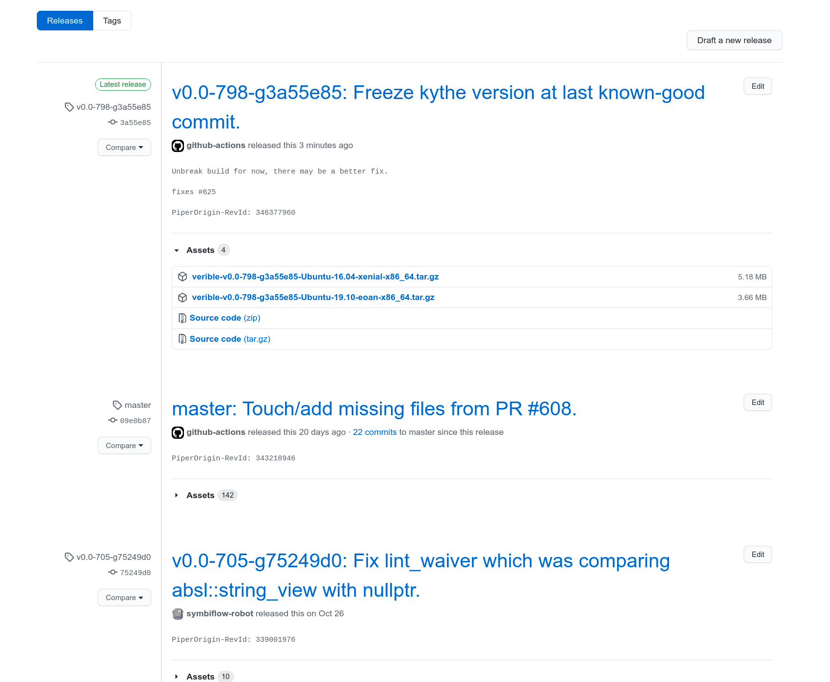 Releases seem to be broken · Issue #619 · chipsalliance/verible · GitHub