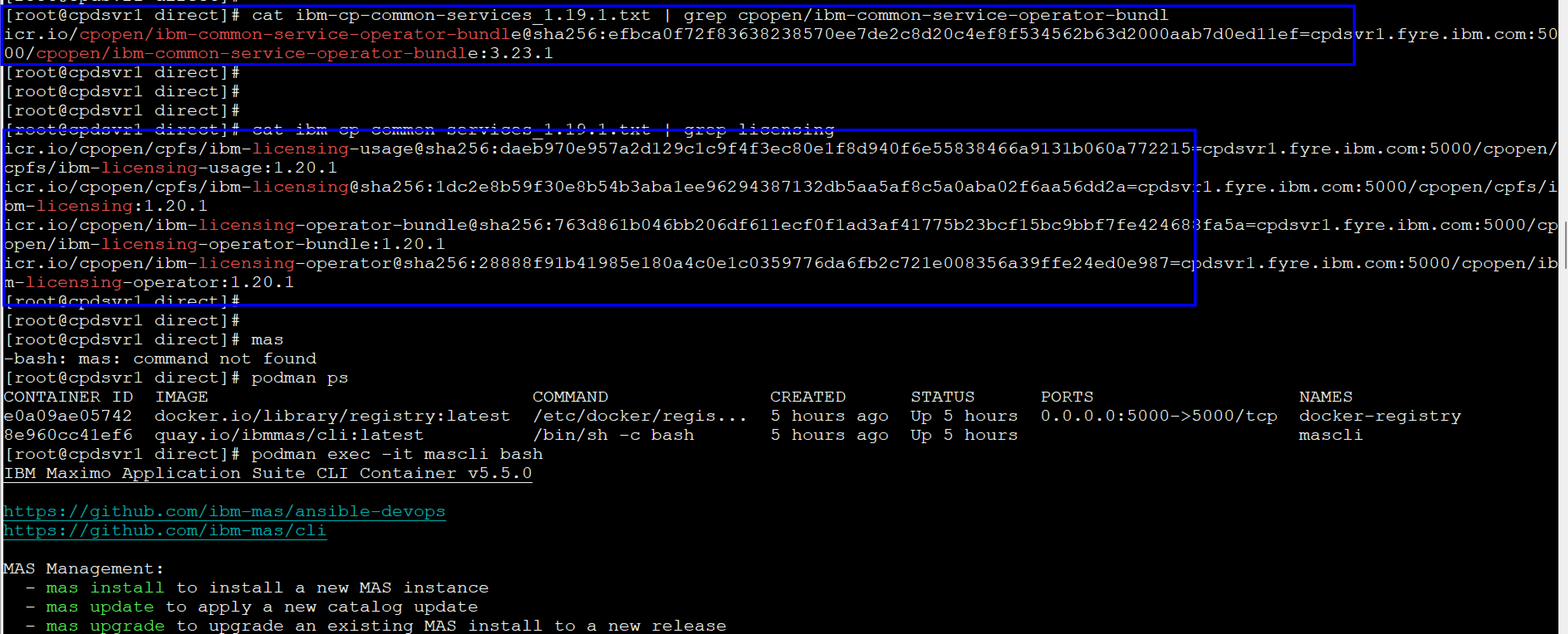 Incorrect mirror images - ibmmas/cli:5.5.0 - v8-230627-amd64 · Issue #893 · ibm-mas/ansible ...