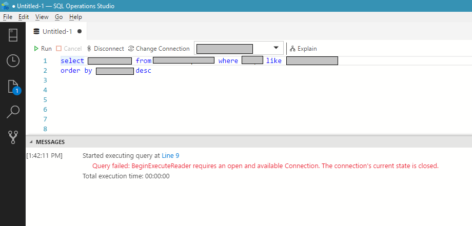 If A Query Fails Due To Timeout Or Network Connection The Next Query Execution Doesnt Works