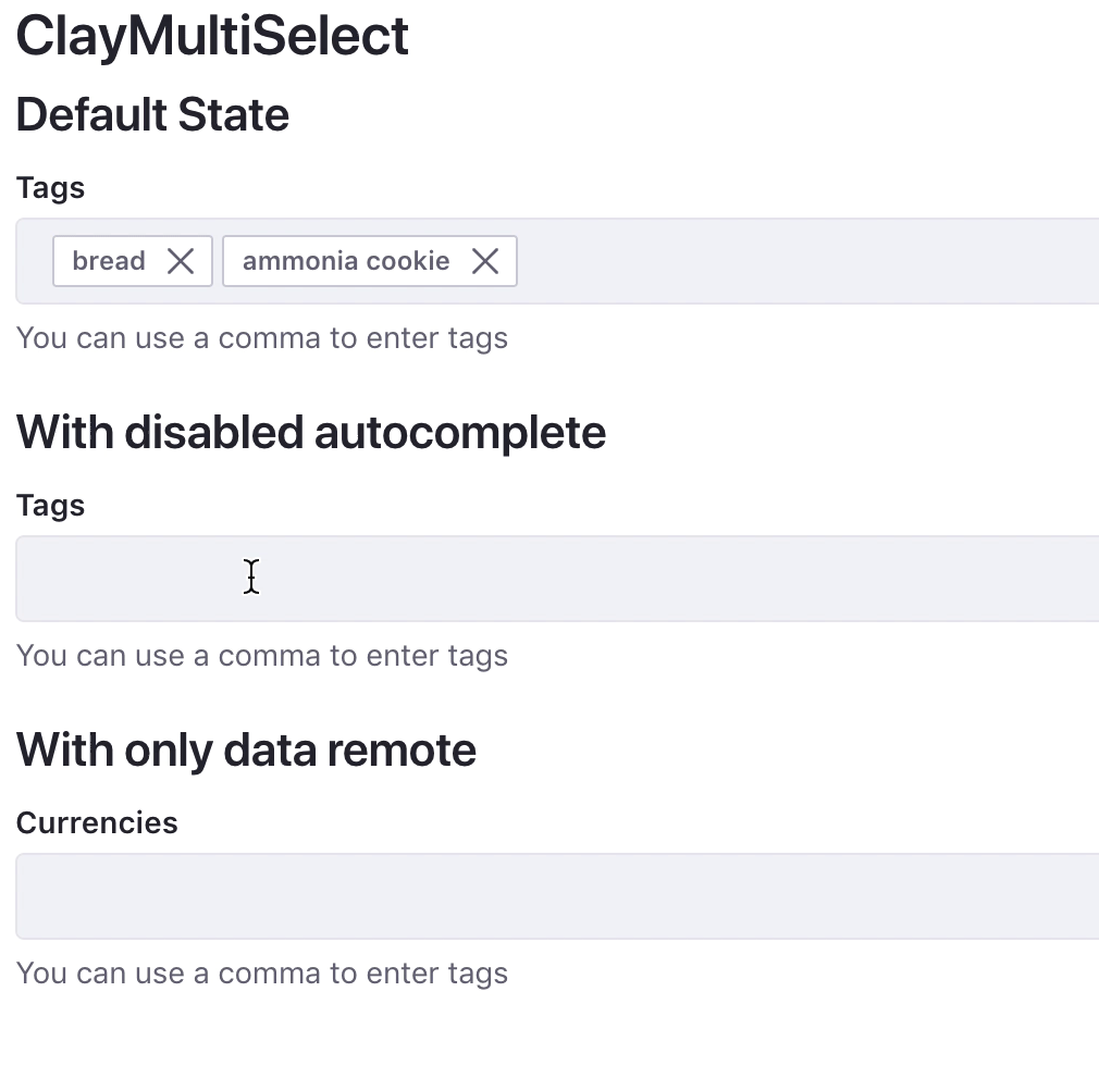 ClayMultiSelect: Using a string with commas · Issue #1603 · liferay/clay · GitHub