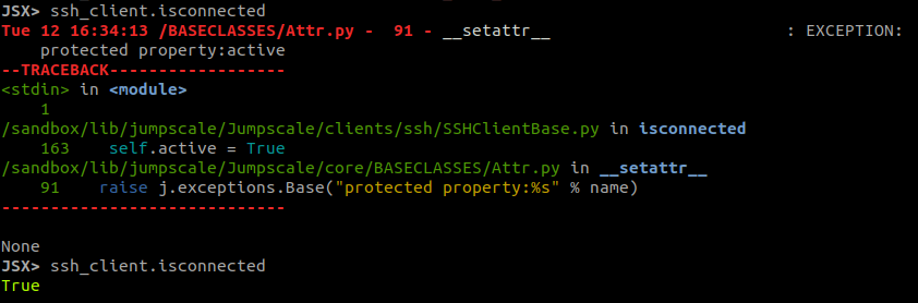 error in isconnected property in ssh client · Issue #206 · threefoldtecharchive/jumpscaleX_core ...