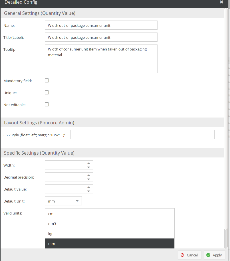 Classification Store Quantity Value Type, Default Unit Issue · Issue #3349 · pimcore/pimcore ...