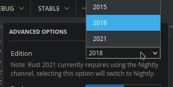 Add support for --edition=2021 on nightly · Issue #678 · rust-lang/rust-playground · GitHub