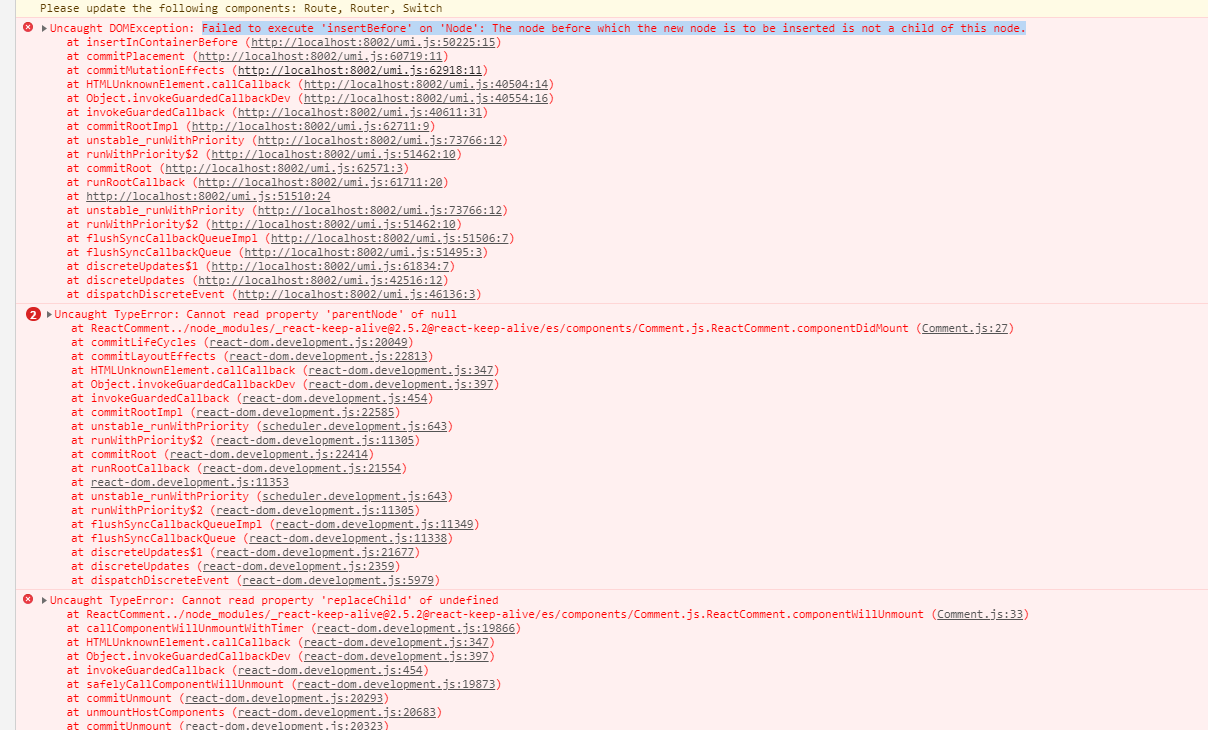 使用Umi Provider的icloud中没有包含的路由 切换的时候会报错 · Issue #49 · StructureBuilder/react-keep-alive · GitHub