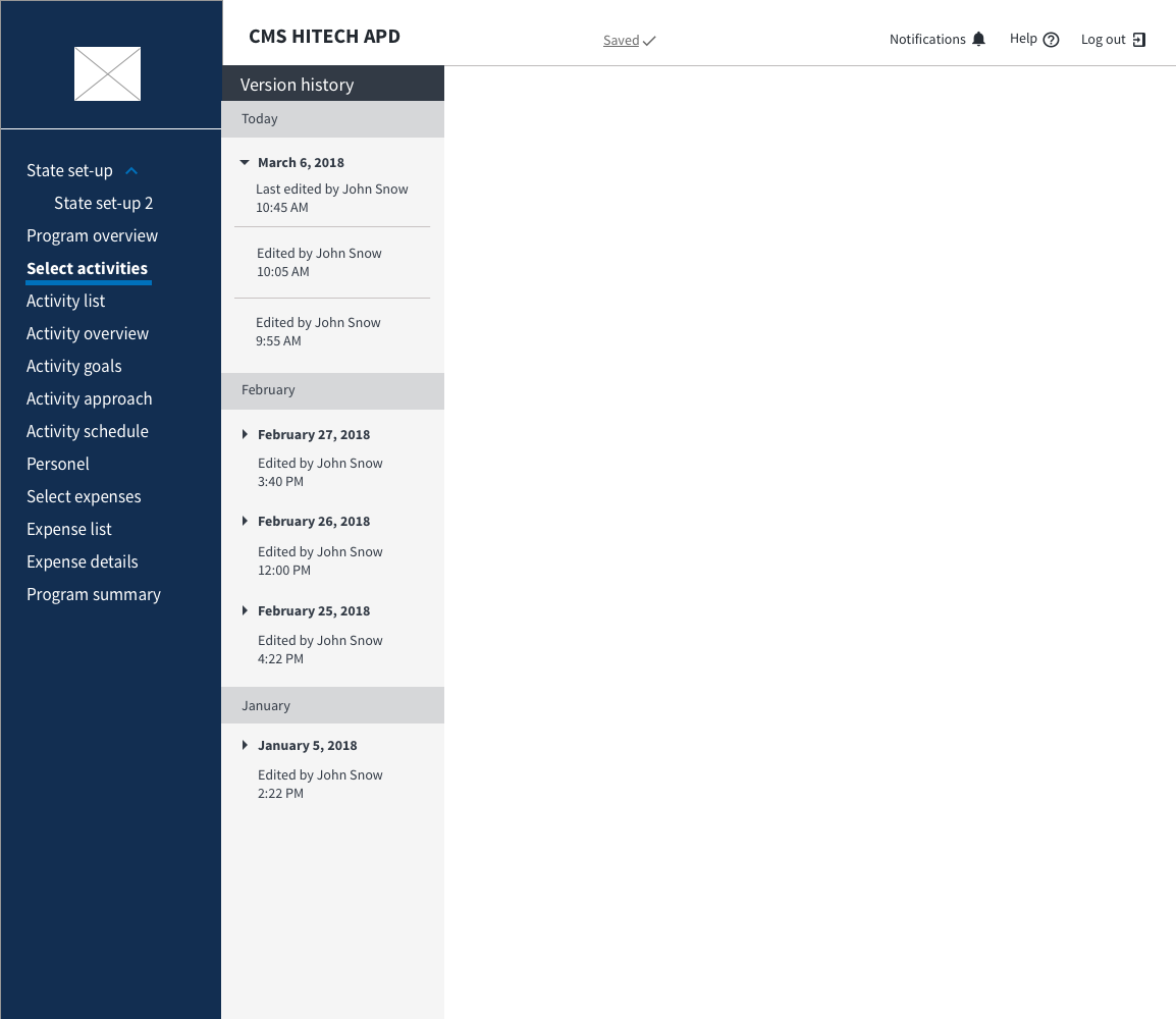 Track changes and view previous versions · Issue #198 · Enterprise-CMCS/eAPD · GitHub