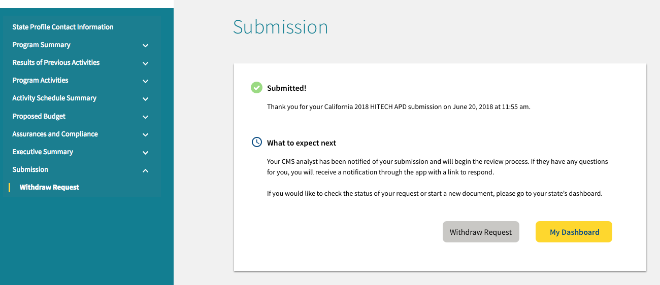 Wireframe withdrawal experience · Issue #812 · Enterprise-CMCS/eAPD · GitHub