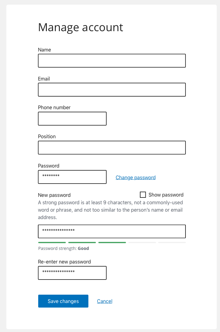 Create a UX for users to change their passwords · Issue #1274 ...