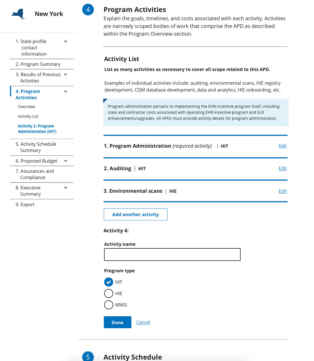 Refine the design of the activities section of the app · Issue #1790 · Enterprise-CMCS/eAPD · GitHub