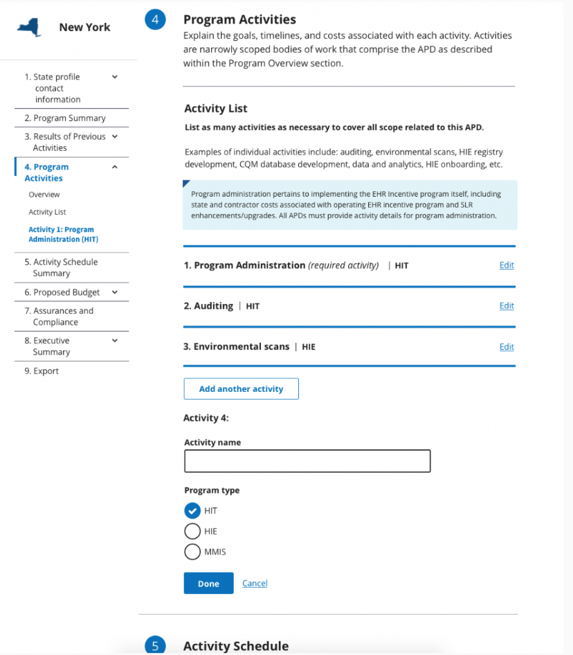 Update UI design of the activities section for easier navigation · Issue #1853 · Enterprise-CMCS ...