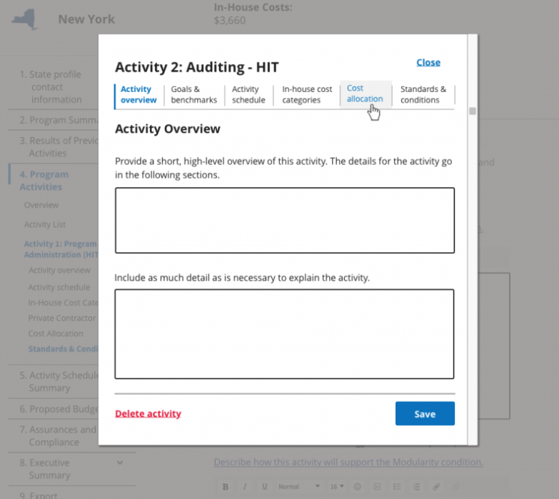 Update UI design of the activities section for easier navigation · Issue #1853 · Enterprise-CMCS ...