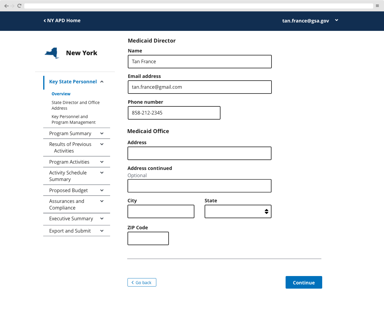 Mock up secondary navigation for back/next buttons · Issue #2089 · Enterprise-CMCS/eAPD · GitHub