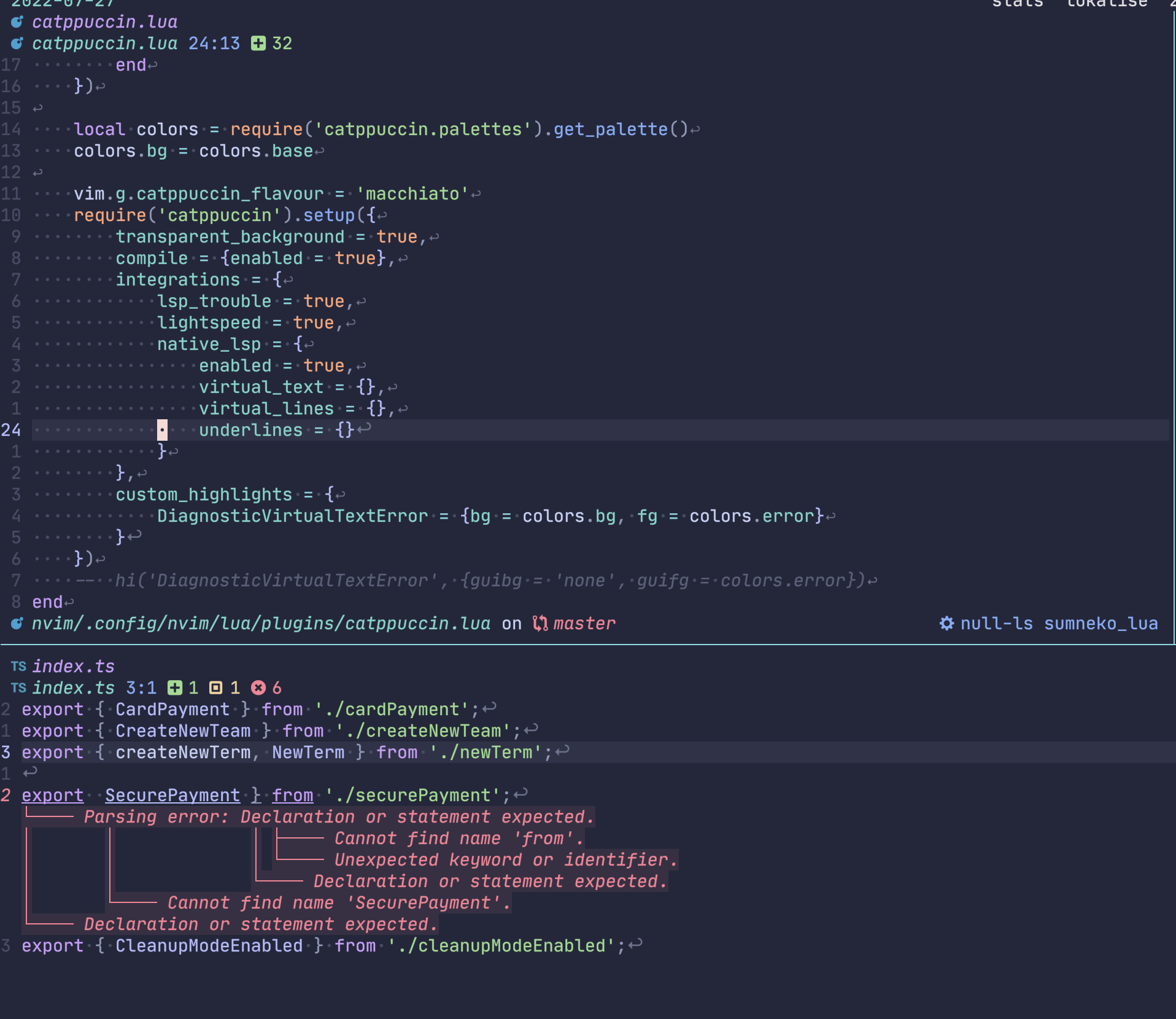 Virtualtext Styles Not Working · Issue 209 · Catppuccinnvim · Github 4256