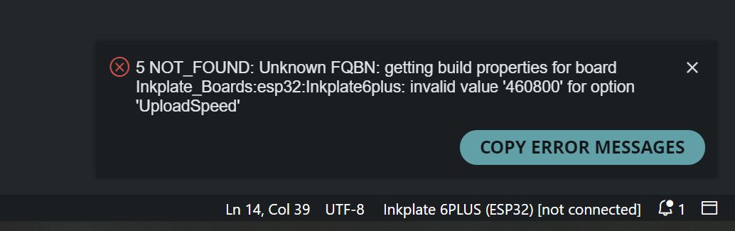 Inkplate6color V2 0 0 Definition Does Not Work On Arduino Ide 2 0 2 On Windows · Issue 1