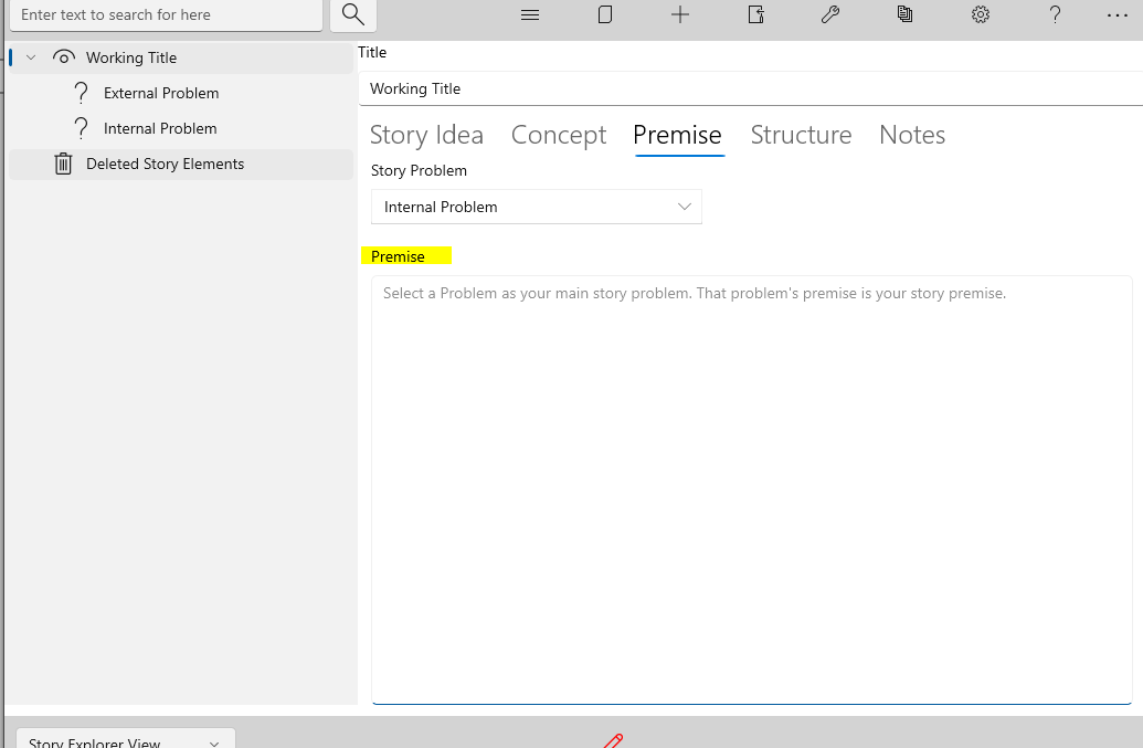 Premise - Internal Problem's premise is not displaying · Issue #275 · storybuilder-org/StoryCAD ...