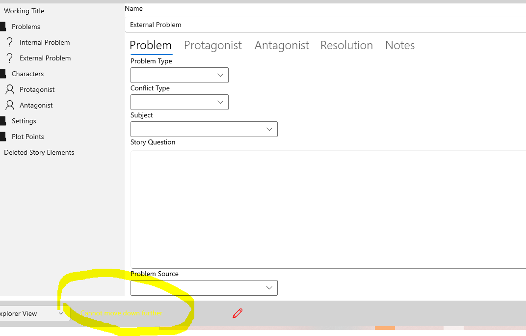 error message on status bar remains even after user has moved item up or down on navigation pane ...