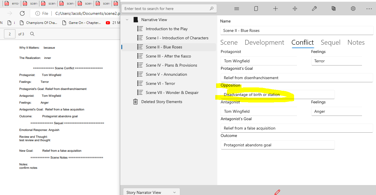Conflict Tab Opposition and reason is missing on report · Issue #334 · storybuilder-org/StoryCAD ...