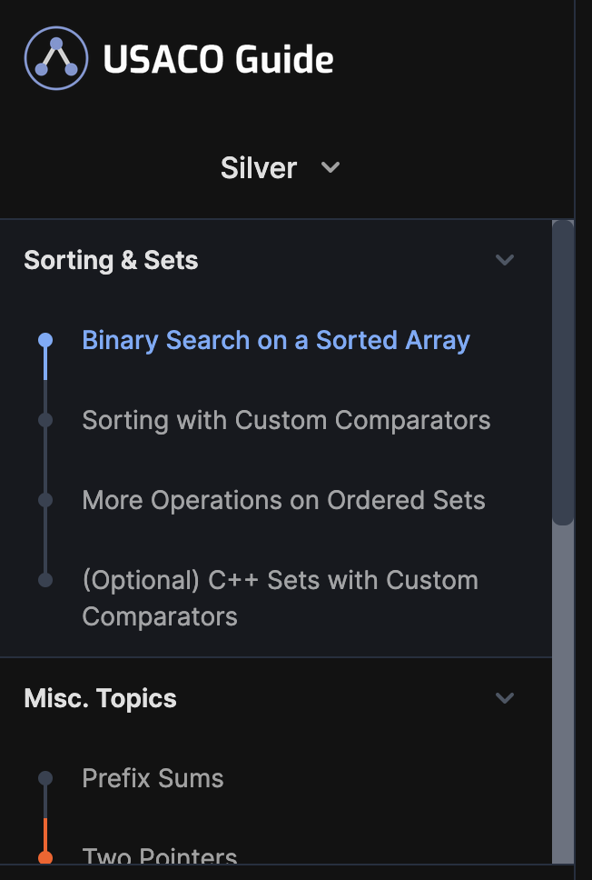 Add dark mode support for module status dropdowns · Issue #325 · cpinitiative/usaco-guide · GitHub
