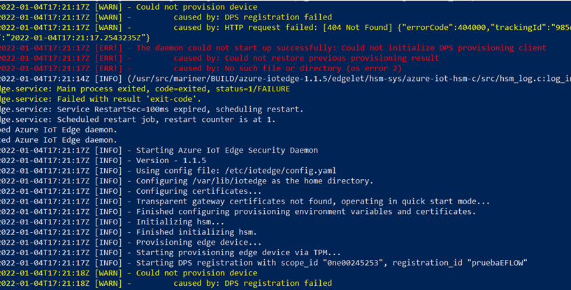 Provision-EflowVM always reports success no matter the the device was provisioning or not ...