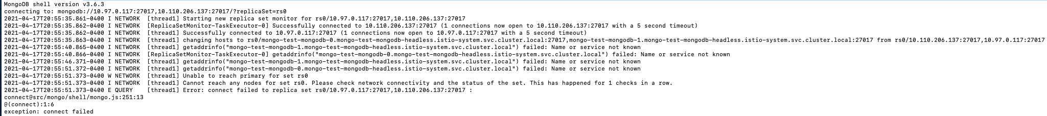 [bitnami/mongodb] mongo connect replicate set failed · Issue #6140 ...