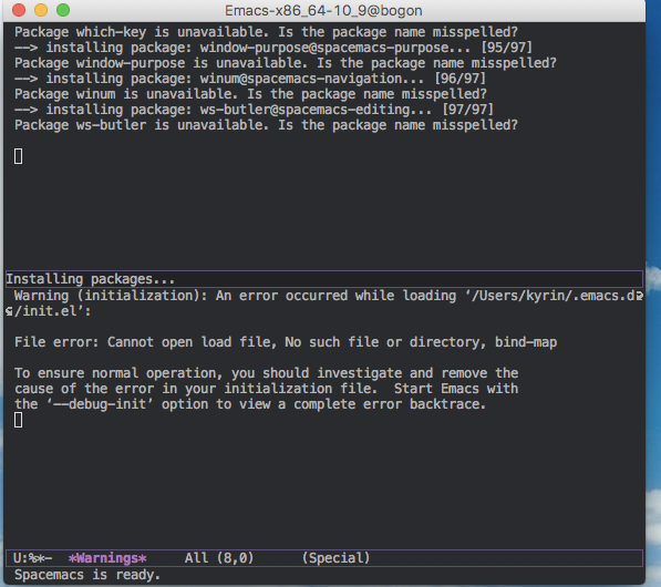installing package: ws-butler@spacemacs-editing... [97/97] Package ws-butler is unavailable. Is ...