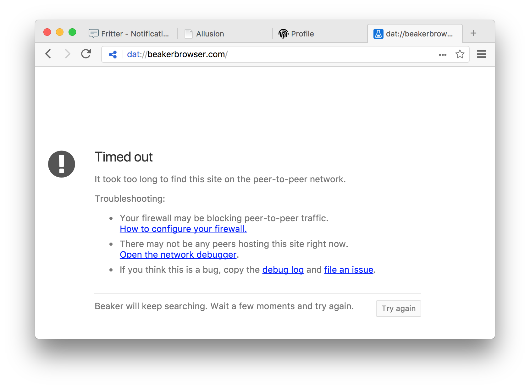dat://beakerbrowser.com/ does not work · Issue #1129 · beakerbrowser/beaker · GitHub