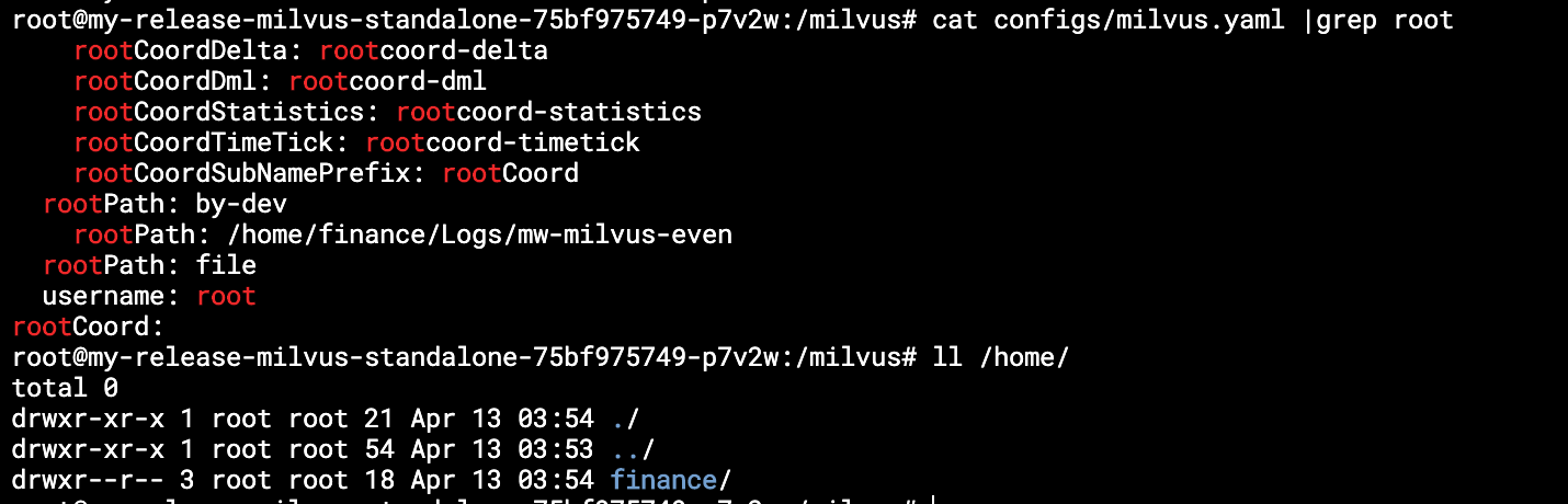 [Bug]: modify parameter log.file.rootPath in milvus.yaml, not working. · Issue #23355 · milvus ...