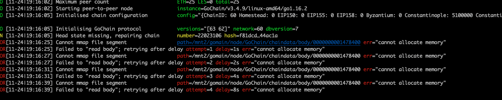 The node suddenly hangs when it is running, even if it is restarted, it still hangs · Issue #447 ...