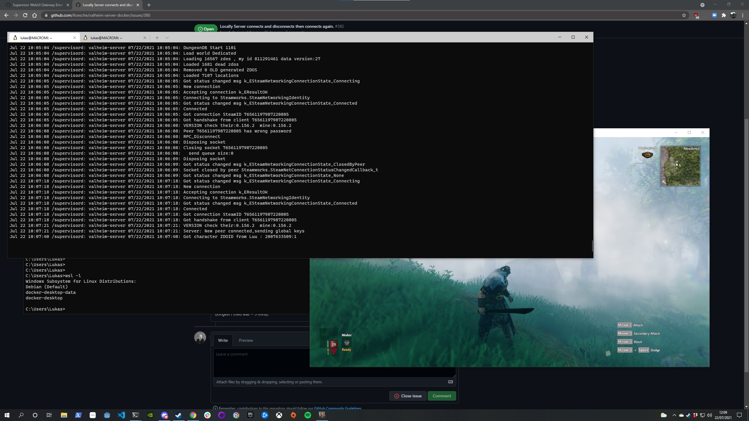Locally Server connects and disconnects then connects again. · Issue #380 · lloesche/valheim ...