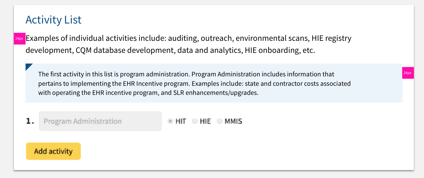 Refine overall styles, spacing, font sizing · Issue #861 · Enterprise-CMCS/eAPD · GitHub