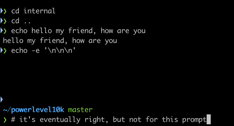 iTerm2 Integration Carrot w/ transient multiline prompt misaligned ...