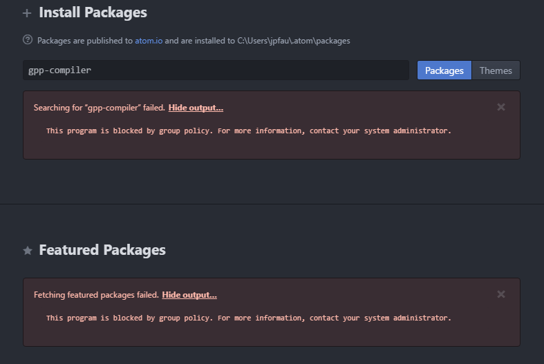 Can't install packages as local administrator · Issue #16043 · atom/atom · GitHub