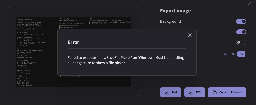 Issue with showSaveFilePicker when downloading PNG · Issue #7277 · excalidraw/excalidraw · GitHub