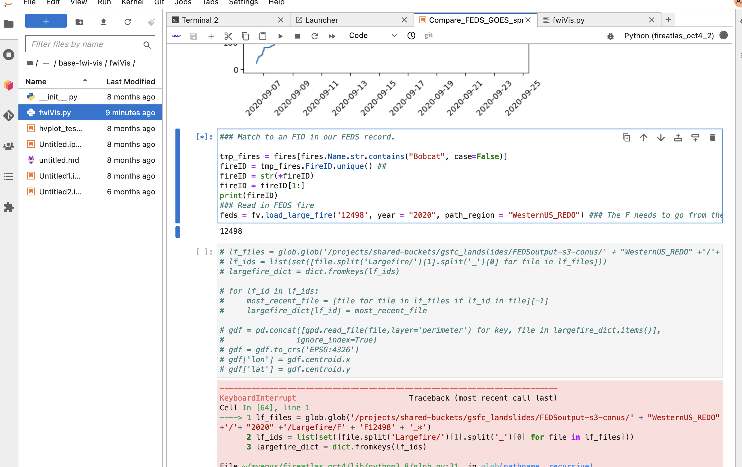 View of Jupyter notebook will "reset" periodically to first code block ...