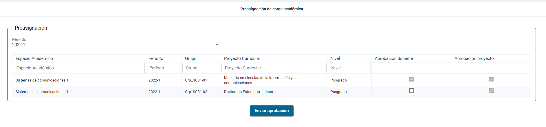 Desarrollo de componente Pre -asignación de carga académica rol ...