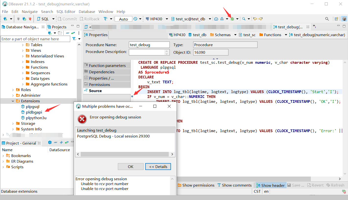 Debugging in dbeaver 5.3.4 and PostgreSQL 10.6 · Issue #5230 · dbeaver/dbeaver · GitHub