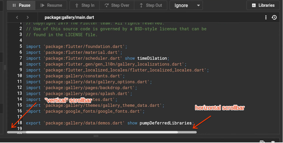 Add a scrollbar for horizontal scrolling of source files in the ...