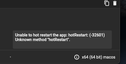 Hot restart not working for `macos` apps · Issue #4789 · flutter/devtools · GitHub
