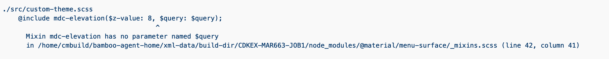 [MDC-card] Mixins - Mixin mdc-elevation has no parameter named $query · Issue #4732 · material ...