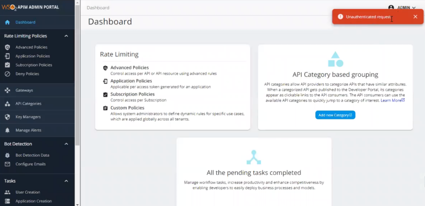 Admin Portal UnAuthenticated Request. · Issue #11394 · wso2/product-apim · GitHub