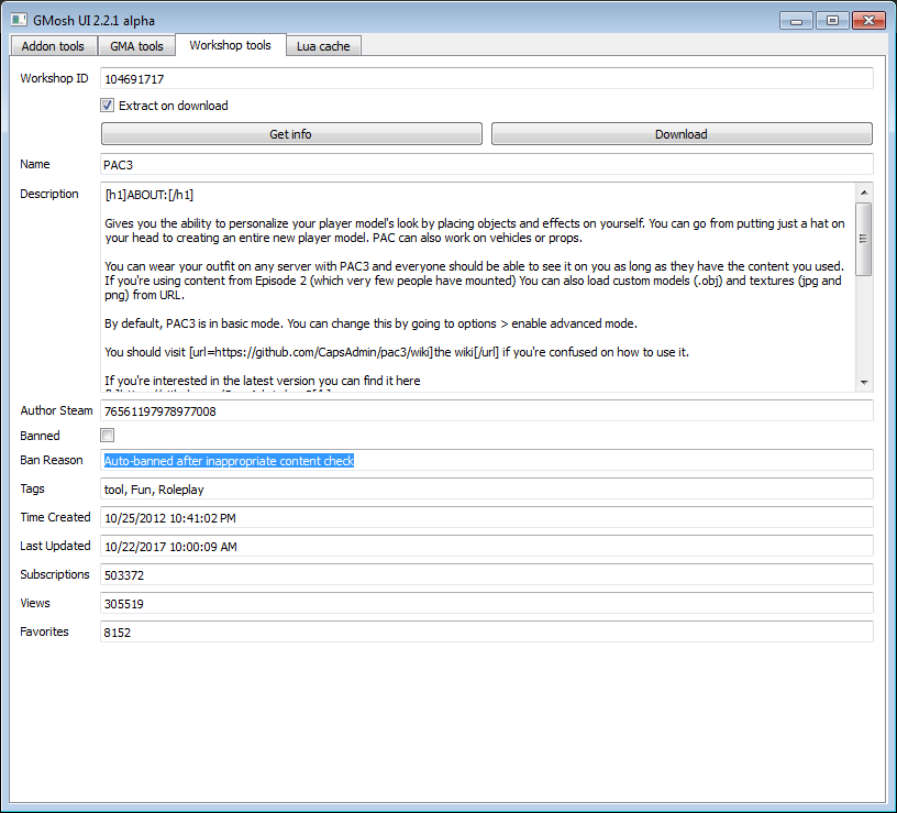 workshop has been shut down? · Issue #579 · CapsAdmin/pac3 · GitHub