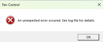 "An un expected error occurred. See the log file for details." After ...