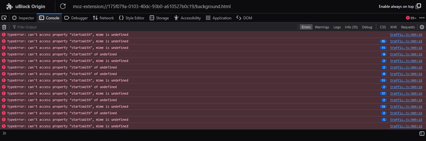 dev build console error spam · uBlockOrigin uBlock-issues · Discussion #2929 · GitHub