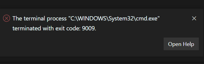 Typing exit in terminal results in "The terminal process "" resulted ...