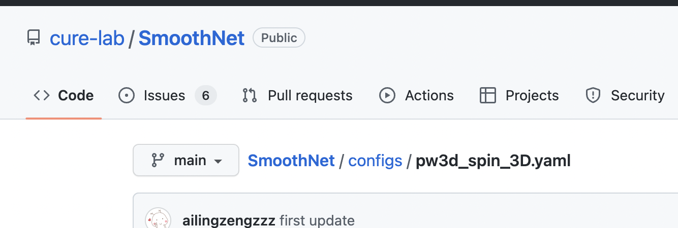 Please update config file · Issue #17 · cure-lab/SmoothNet · GitHub