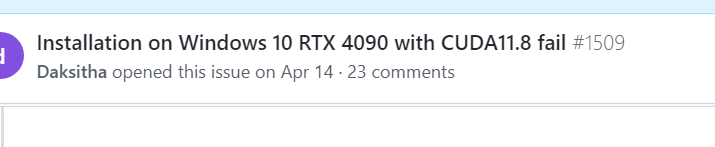 Installation on Windows 10 RTX 4090 with CUDA11.8 fail · Issue #1509 · facebookresearch ...
