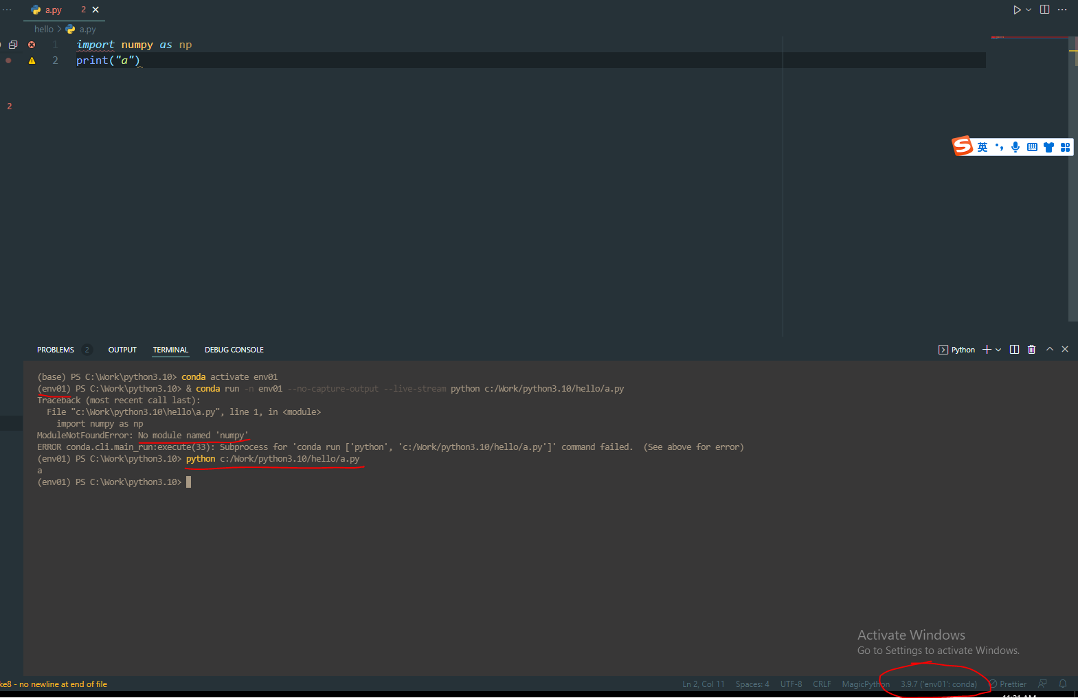 After Update Conda Run Command Continue Select Base Environment Instead Of Sub Environments