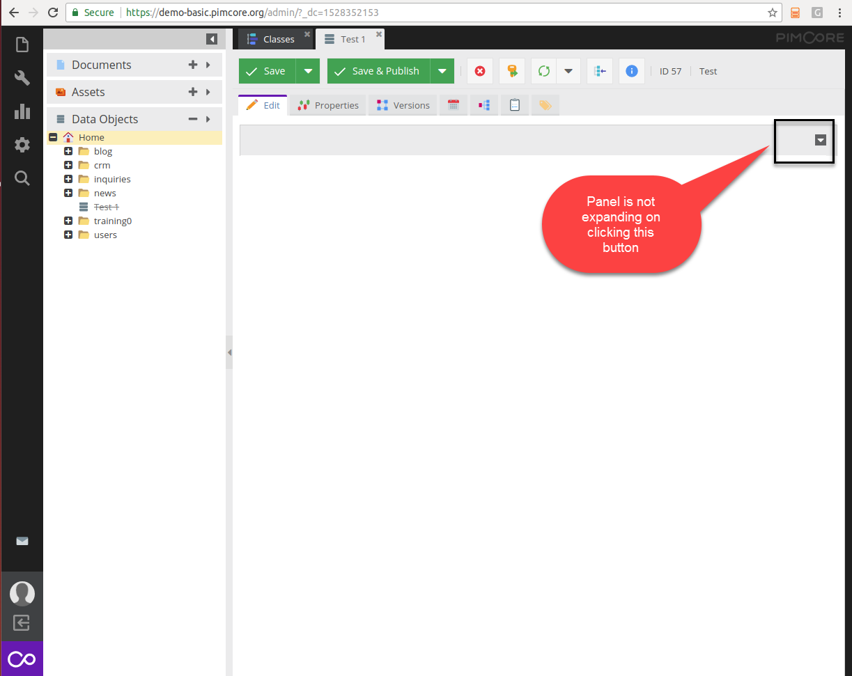 Unable To Expand Collapsed Panel · Issue 2920 · Pimcorepimcore · Github
