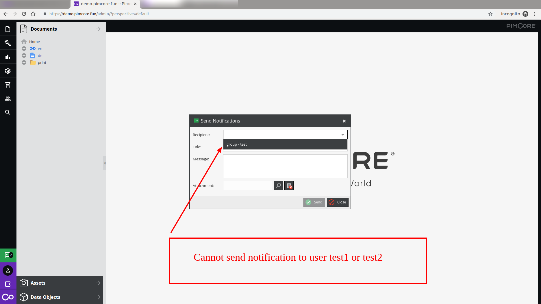 Cannot send notification to non-admin users. · Issue #5326 · pimcore ...