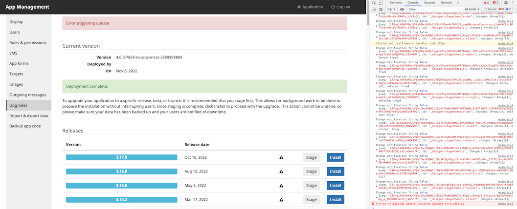 Improve admin upgrade page UX when upgrade service fails to update containers · Issue #7859 ...